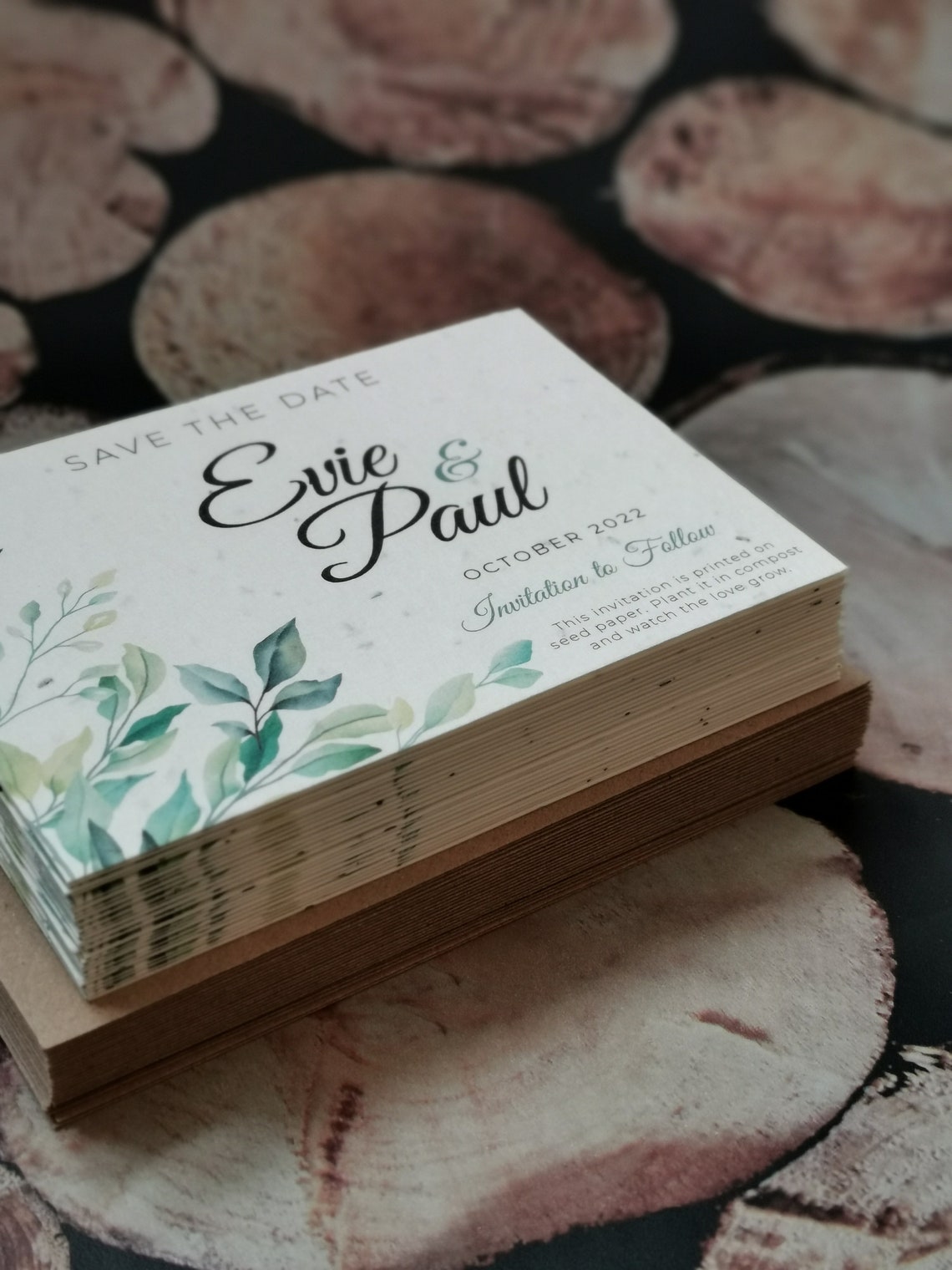PLANTABLE SEEDED Paper Save the Date Invitation Card, Sustainable ...