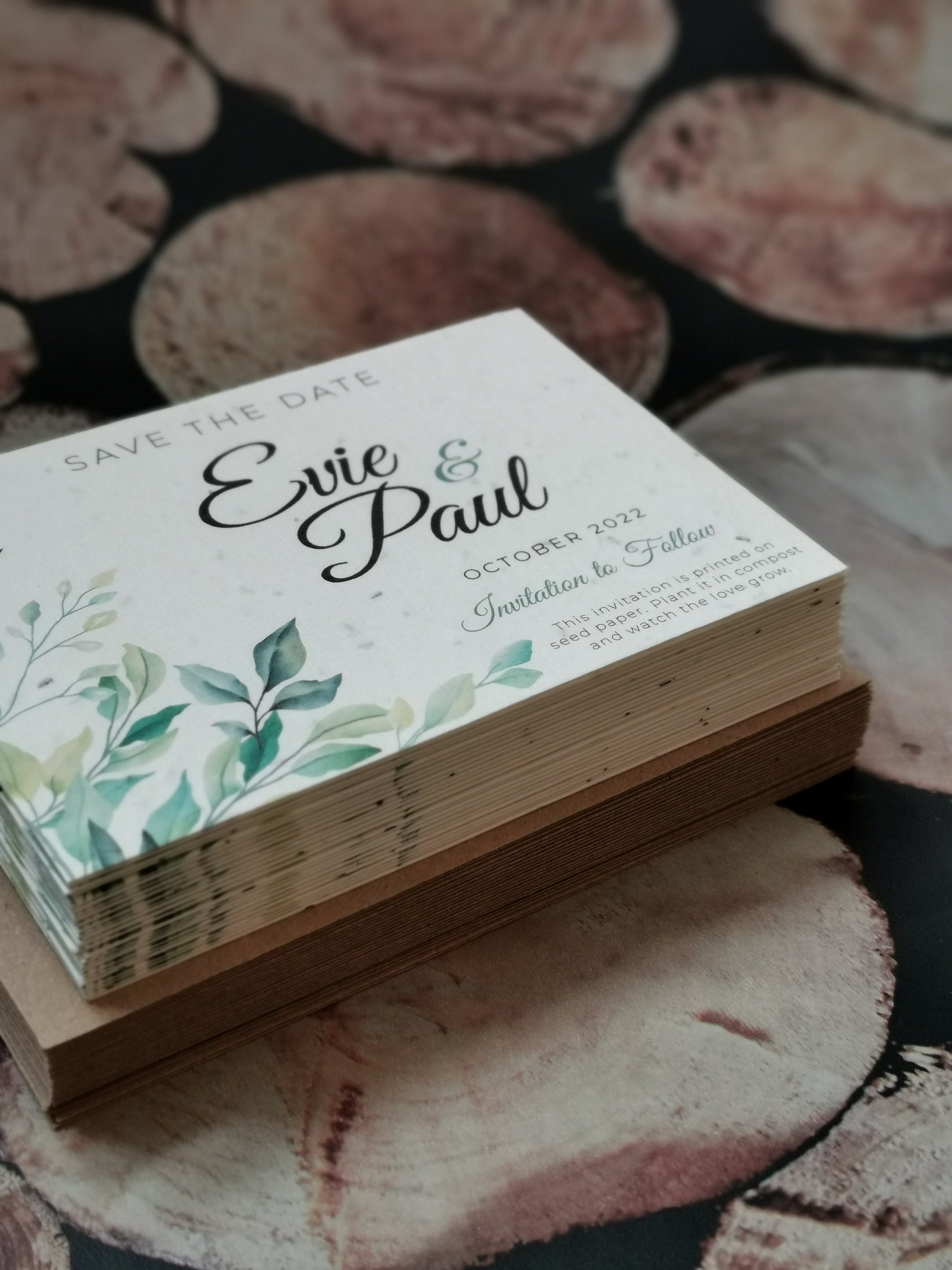 PLANTABLE SEEDED Paper Save the Date Invitation Card, Sustainable ...