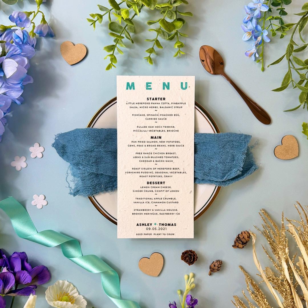 Plantable Seed Paper Wedding Menu | Eco Friendly Biodegradable ...