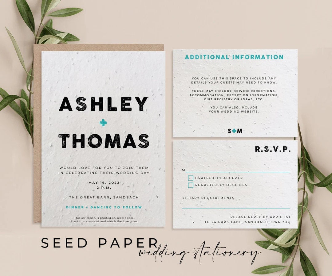 WEDDING SEED CARD, Plantable Seed Cards, Wedding Stationery, Invitation ...
