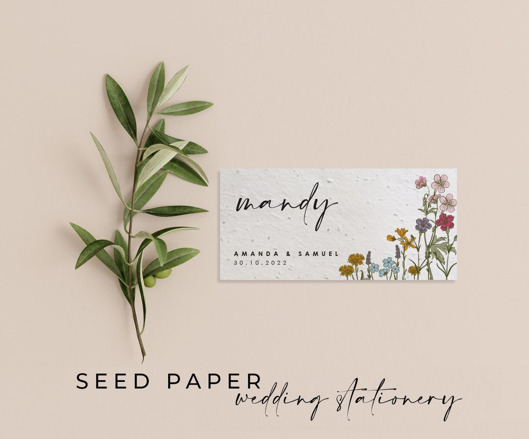 PLANTABLE SEEDED Paper Placecards, Place Names, Name Cards, Escort ...