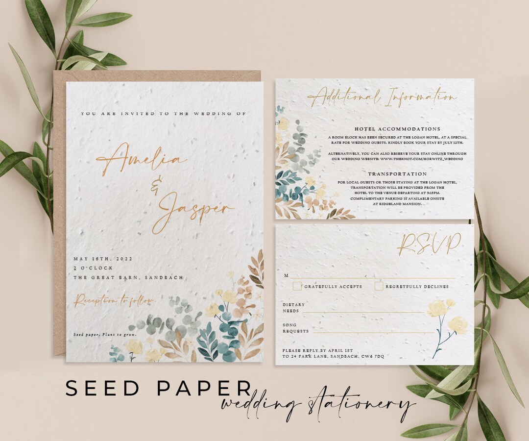 WEDDING SEED CARD Plantable Seed Cards Wedding Stationary - Etsy