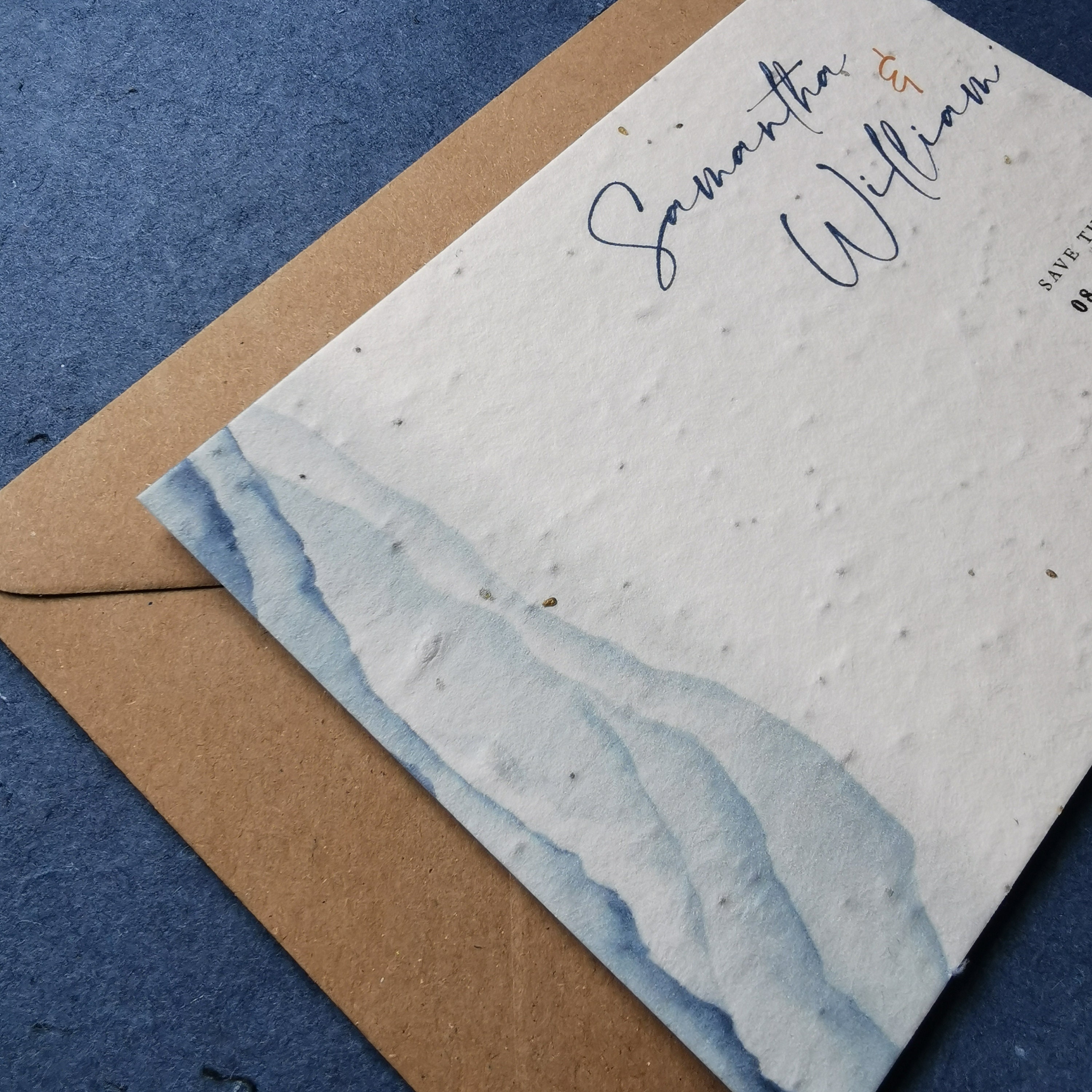 PLANTABLE SEEDED Paper Save the Date Invitation Card, Sustainable ...