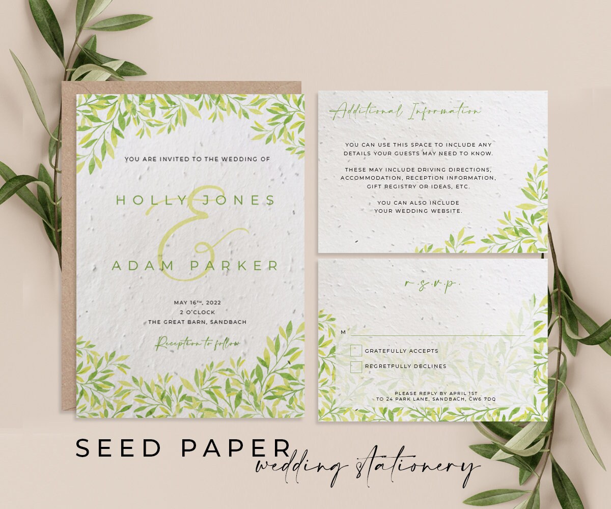WEDDING SEED CARD, Plantable Seed Cards, Wedding Stationery, Invitation ...
