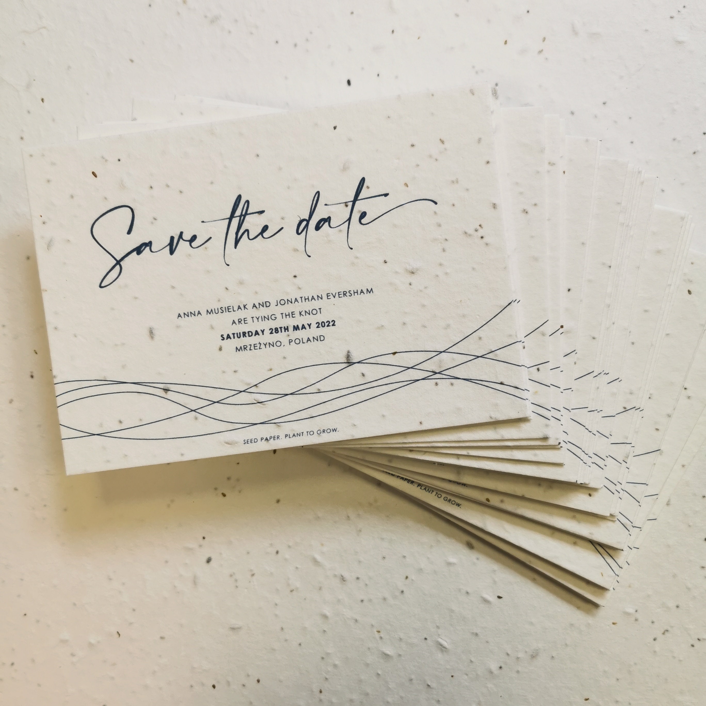 PLANTABLE SEEDED Paper Save the Date Invitation Card, Sustainable ...