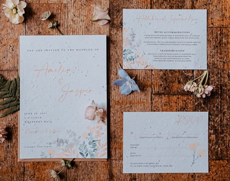 PLANTABLE SEEDED Paper-biodegradable, Plantable Seed Paper Wedding ...