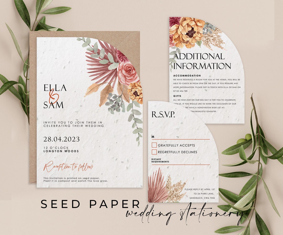 WEDDING SEED CARD, Plantable Seed Cards, Wedding Stationery, Invitation ...