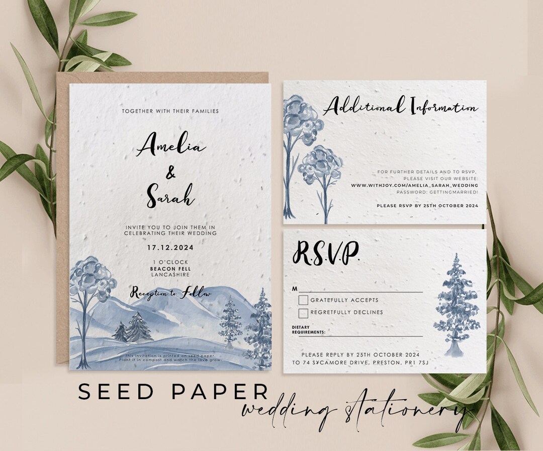 WEDDING SEED CARD, Plantable Seed Cards, Wedding Stationery, Invitation ...