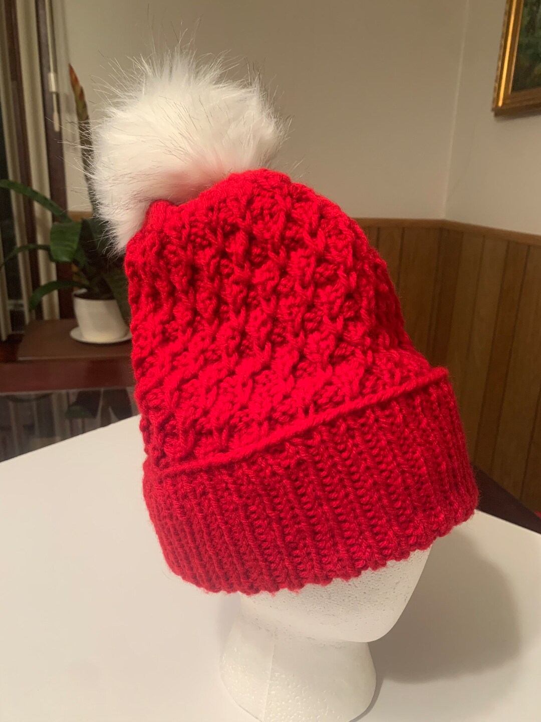 Hand-knitted Stocking Cap With a Genuine Raccoon Fur Pom. - Etsy