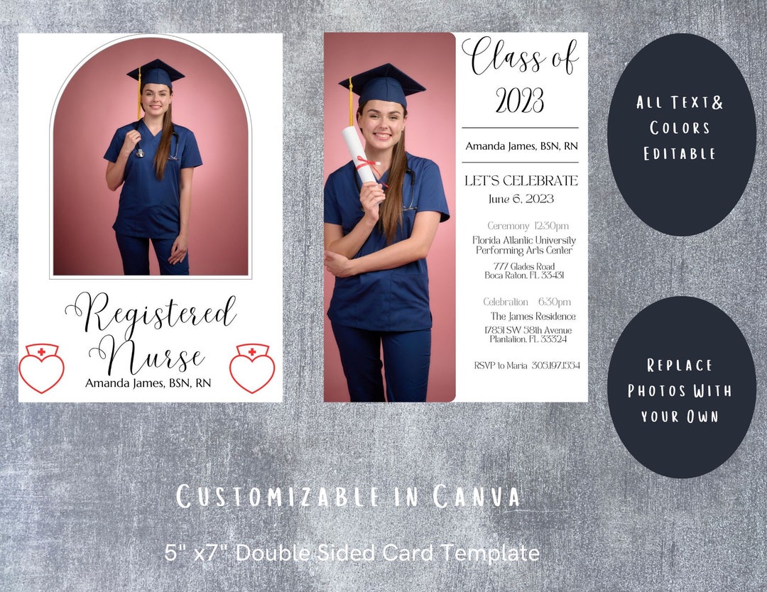 Nursing School Graduation Announcement & Invitation Template I Instant ...