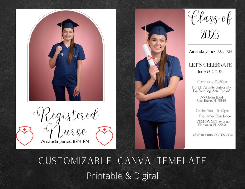 Nurse Graduation Invitation, Digital Invitation Template, Printable RN ...