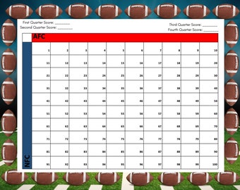 5x5 Football Squares (25 Squares) - Download & Print - ANY Football ...