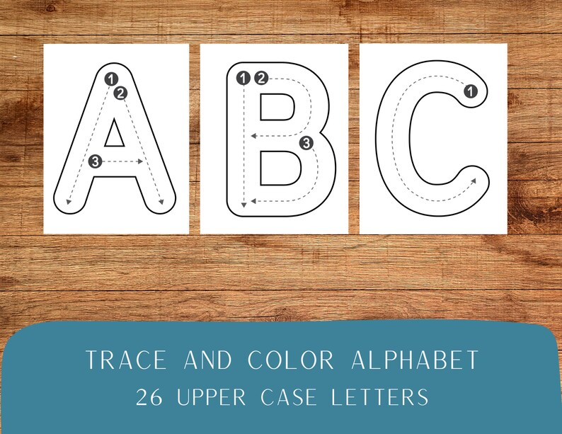 Alphabet Tracing Worksheets | Upper Case Letters (PDF Pattern) - Etsy