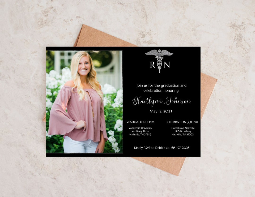 Nurse Graduation Invitation, Digital Invitation Template, Printable RN ...