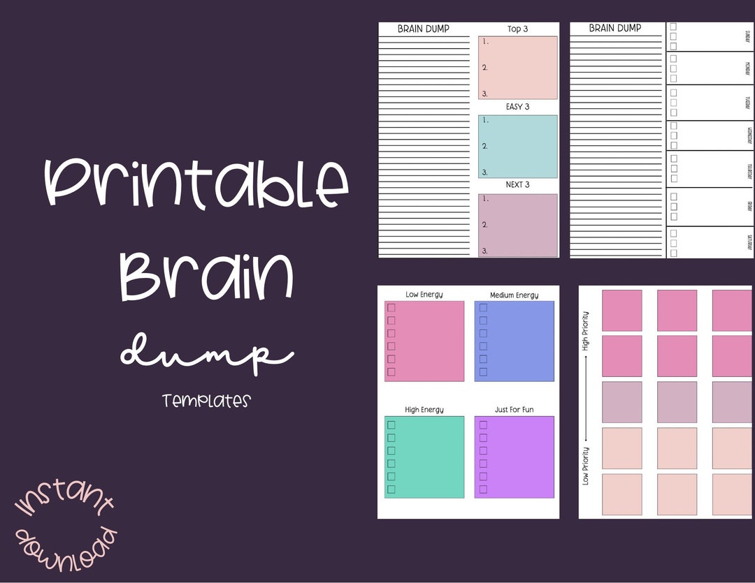 Brain Dump Bundle Printable: ADHD Planner & Thought Tracker - Etsy