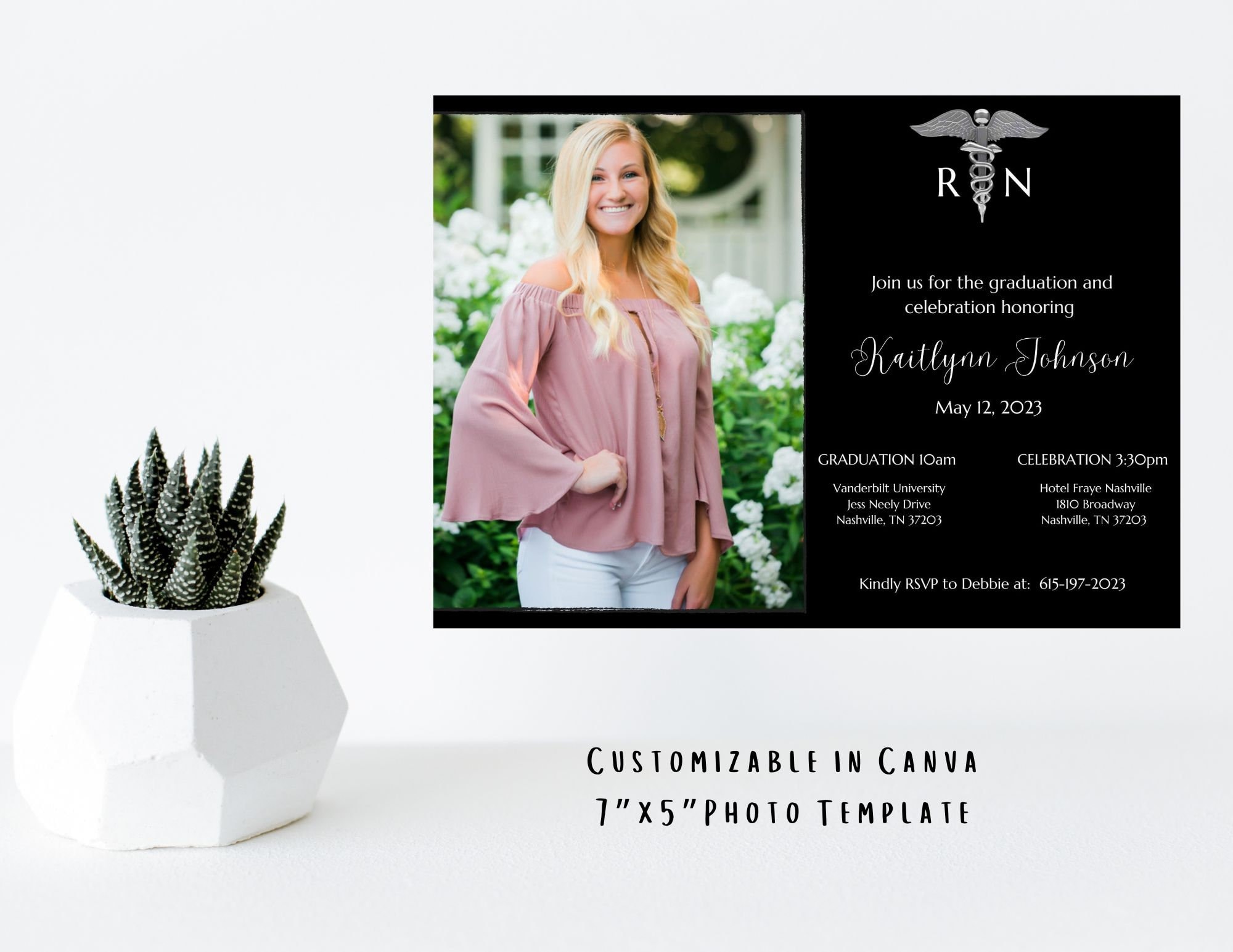 Nurse Graduation Invitation, Digital Invitation Template, Printable RN ...