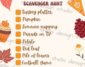 Thanksgiving Scavenger Hunt Printable, Thanksgiving Activity for Kids ...