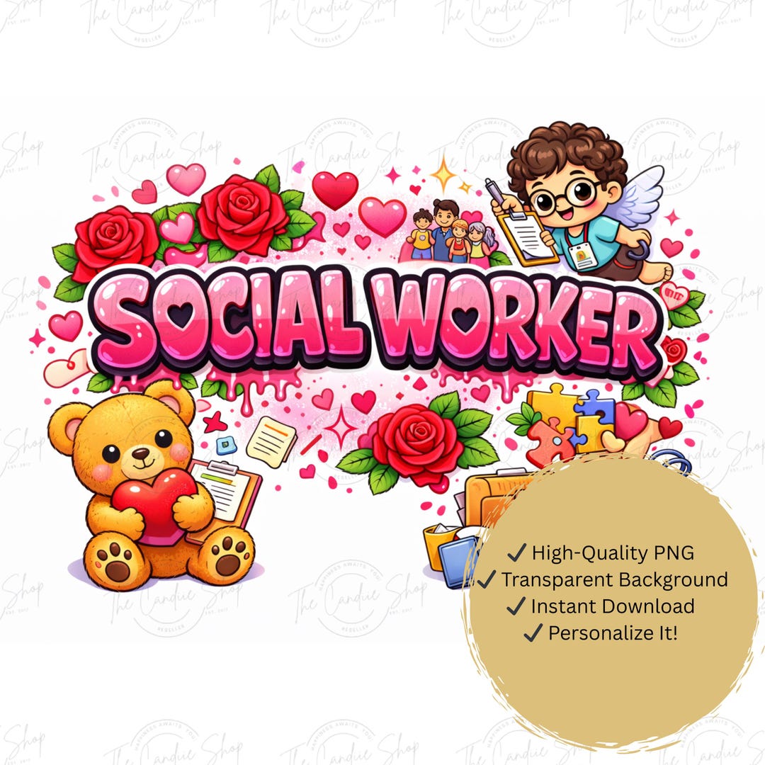 Social Worker Valentine PNG, Hearts Roses Design (digital Download) - Etsy