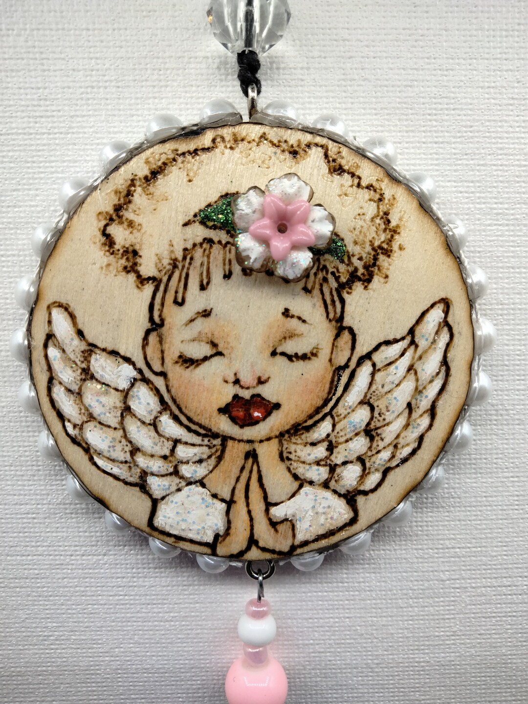 Angel Ornament Original Art Woodburned Guardian Angel OOAK by Pamgi - Etsy