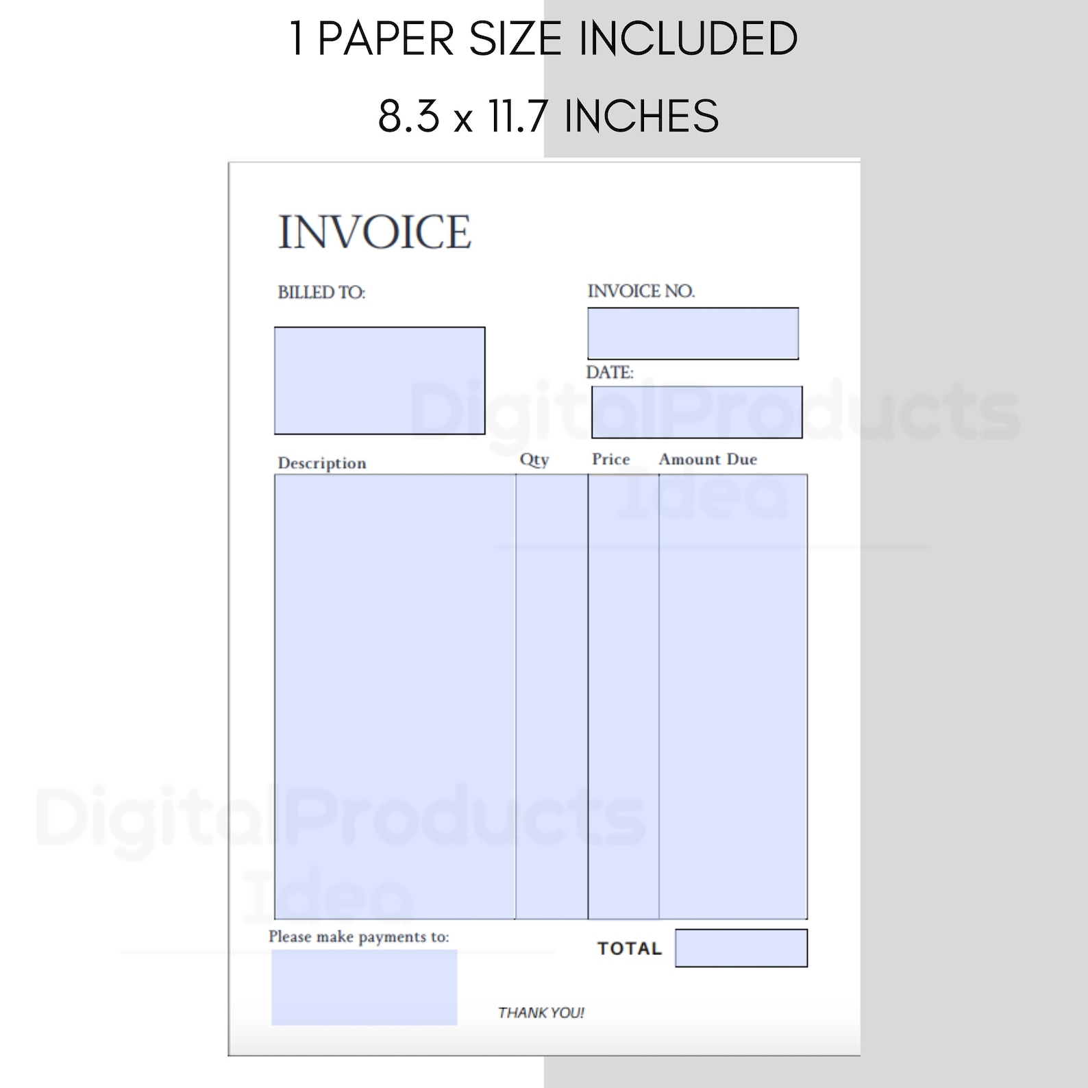 Printable Invoice Template for Small Business, Invoice Template Pdf ...