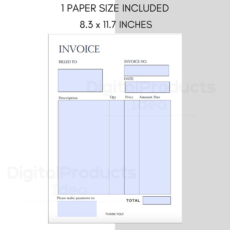 Printable Invoice Template for Small Business, Invoice Template Pdf ...