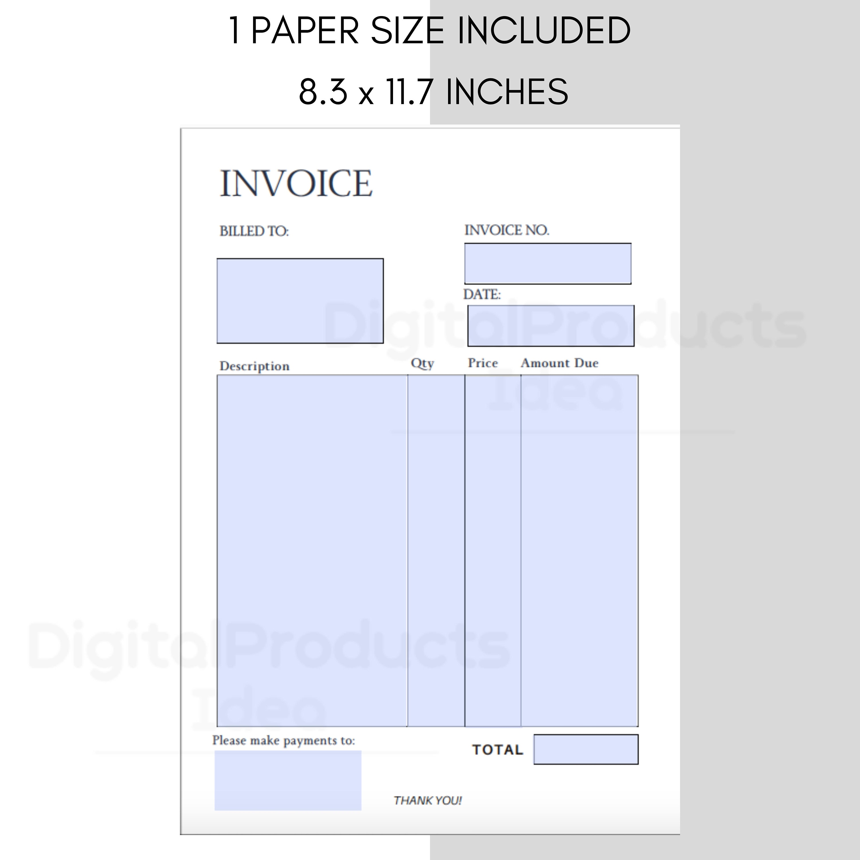 Plantilla de factura imprimible para pequeñas empresas, Descarga de PDF ...
