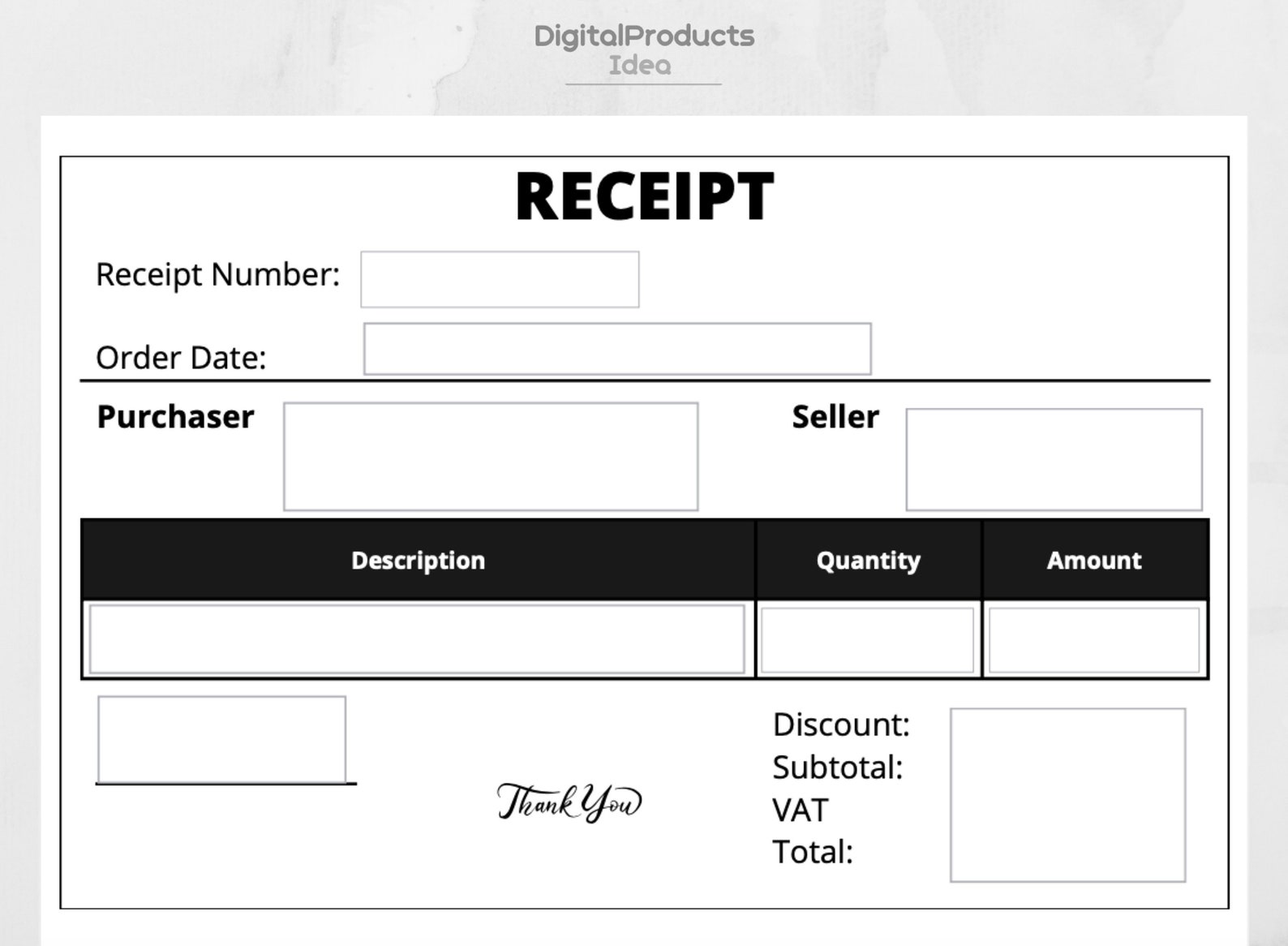 Receipt Template, Printable Business Receipt, Small Business Order ...