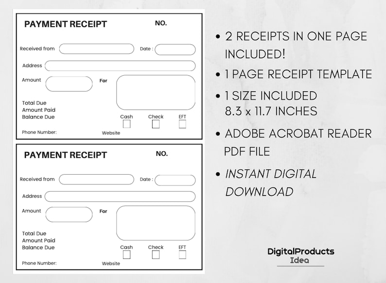 Printable Receipt Template, Editable Business Receipt, Small Business ...
