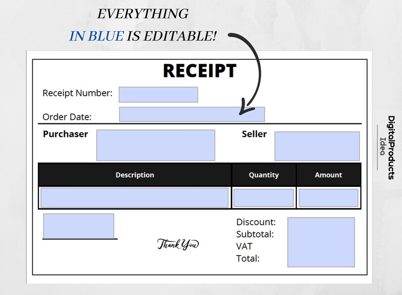 Receipt Template, Printable Business Receipt, Small Business Order ...