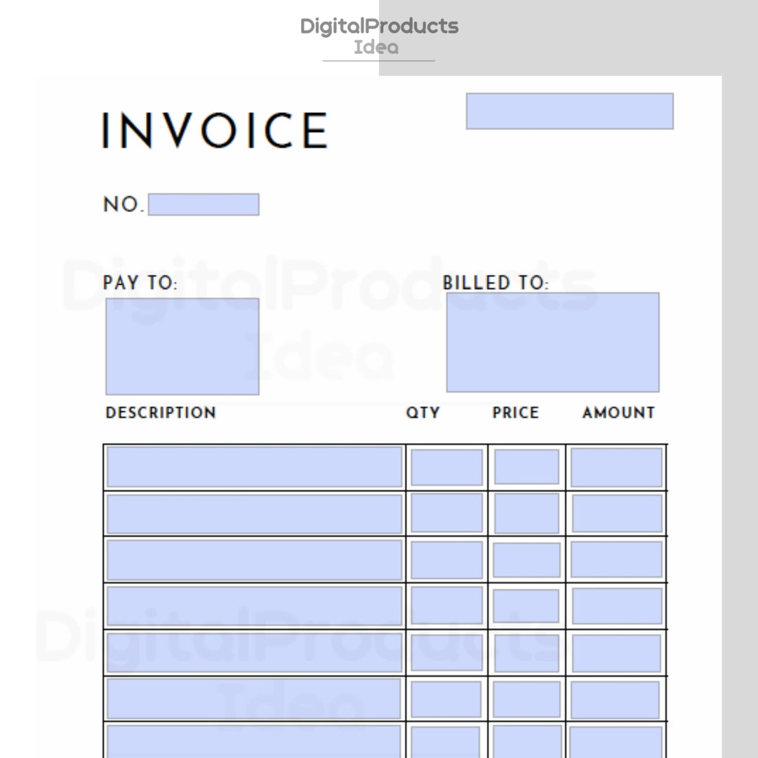 Invoice Template PDF, Printable Invoice Template Download, Editable ...
