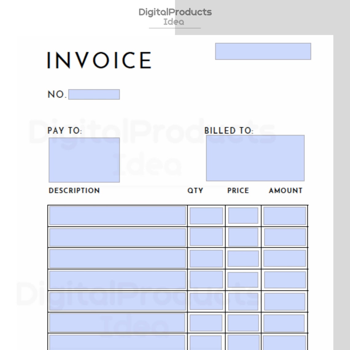Invoice Template PDF, Printable Invoice Template Download, Editable ...