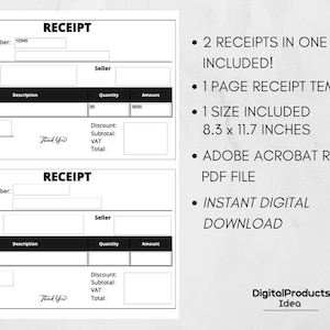 Receipt Template, Printable Business Receipt, Small Business Order ...