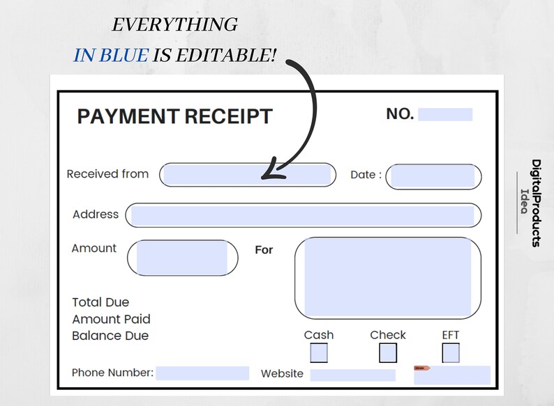 Printable Receipt Template, Editable Business Receipt, Small Business ...