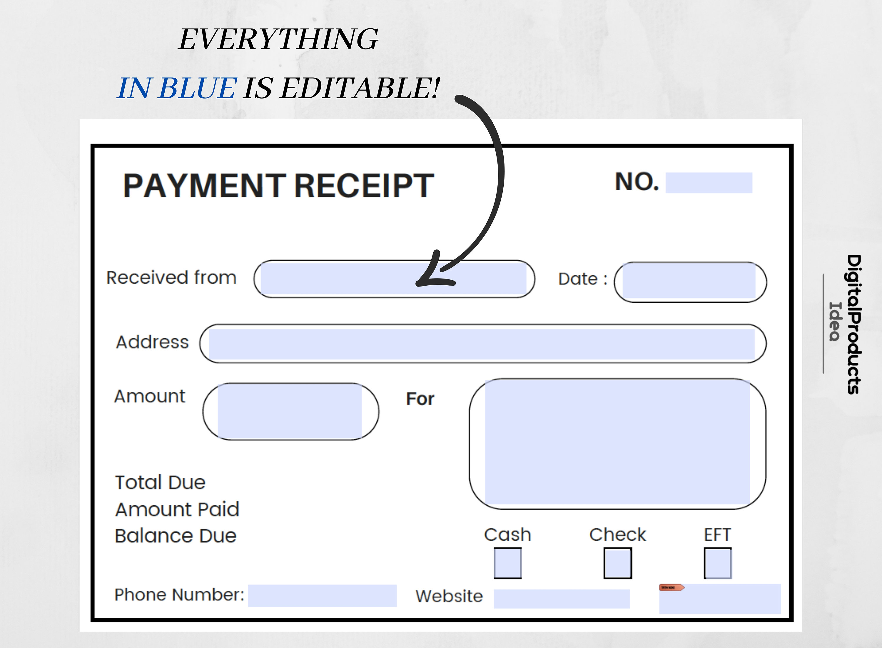 Printable Receipt Template, Editable Business Receipt, Small Business ...