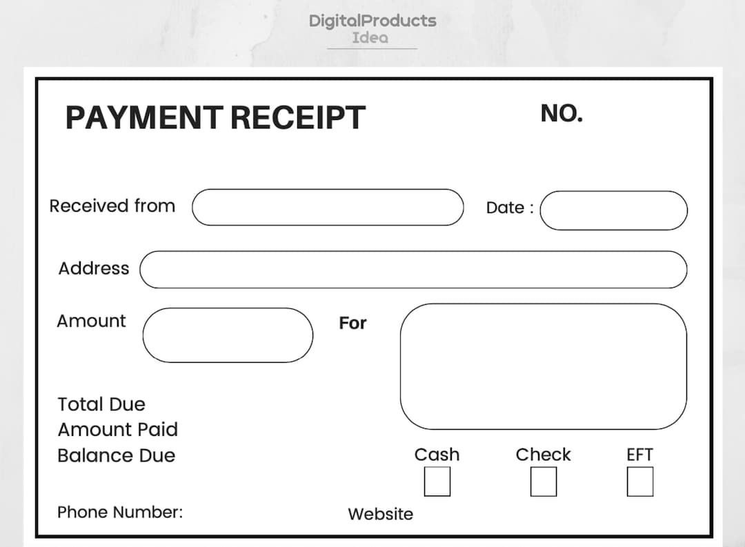 Printable Receipt Template, Editable Business Receipt, Small Business ...