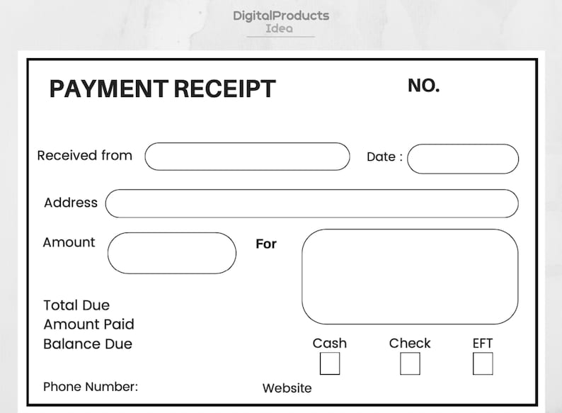 Printable Receipt Template, Editable Business Receipt, Small Business ...