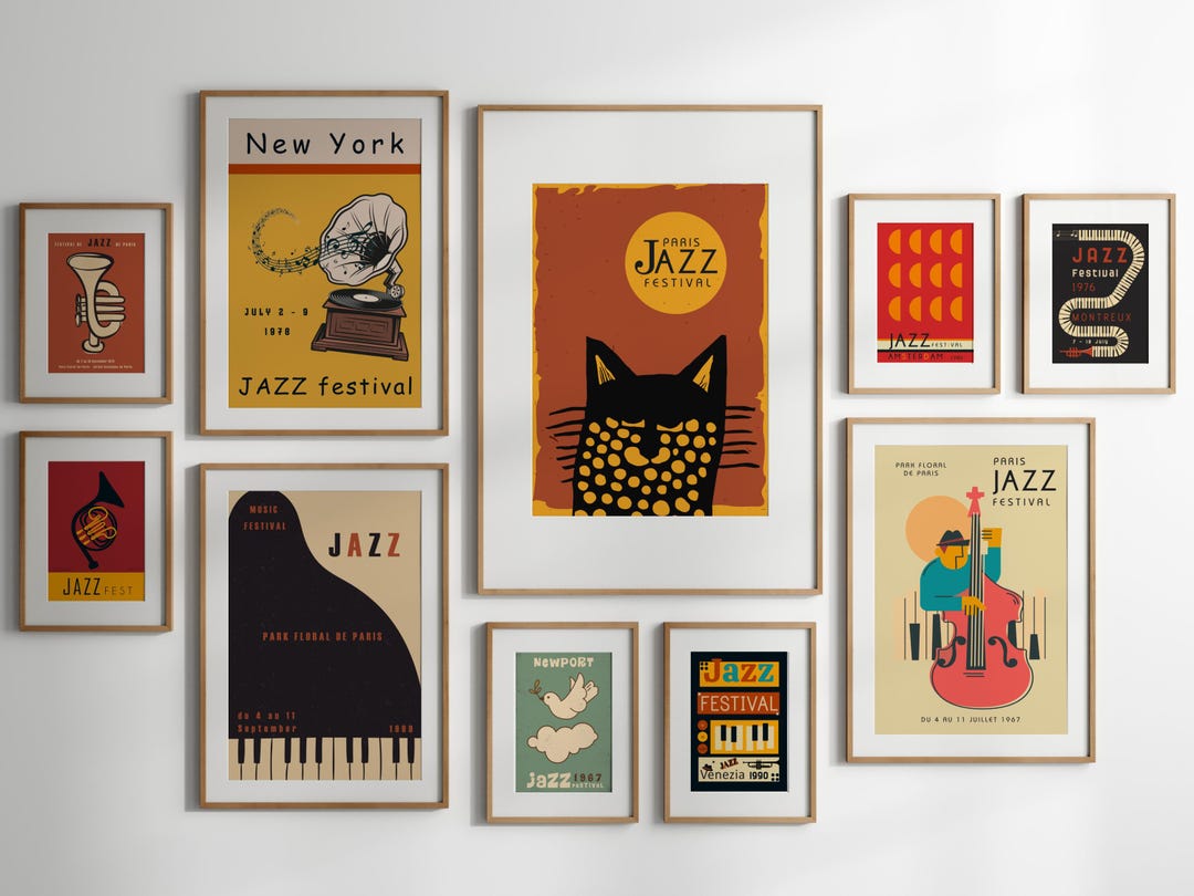 Set of 10 Jazz Festival Posters, Jazz Gallery Wall Set of 10, Festival ...