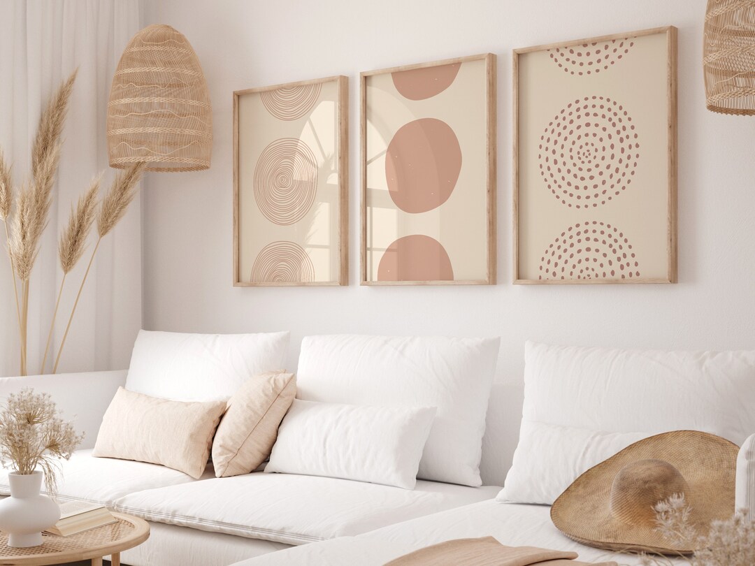 Boho Abstract Circle Poster Set, Minimalist Modern Wall Art, Neutral ...