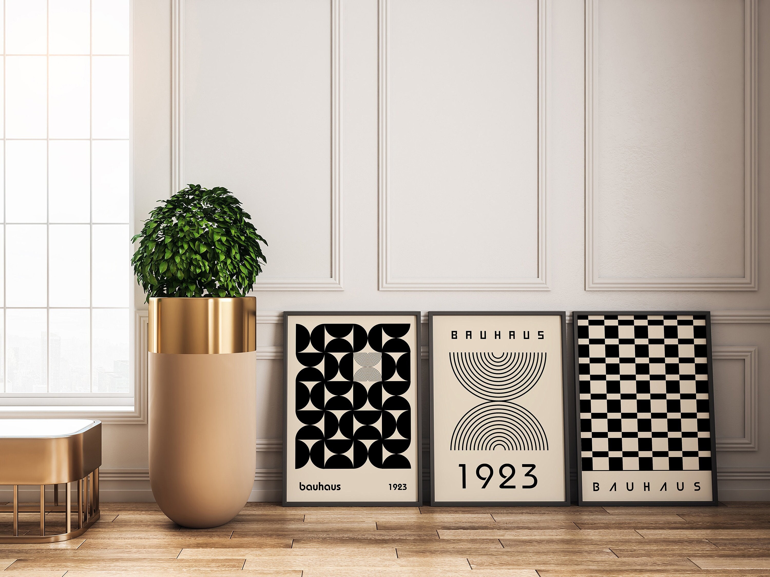 Modern Bauhaus Trio Black & White Poster Bundle Digital Downloads for ...