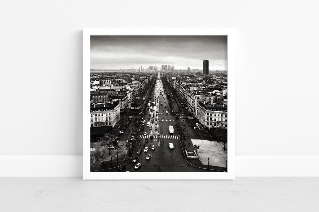 Paris Avenue in Black & White, Vanishing Point, Paris Cityscape, Square ...
