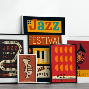 Set of 10 Jazz Festival Posters, Jazz Gallery Wall Set of 10, Festival ...