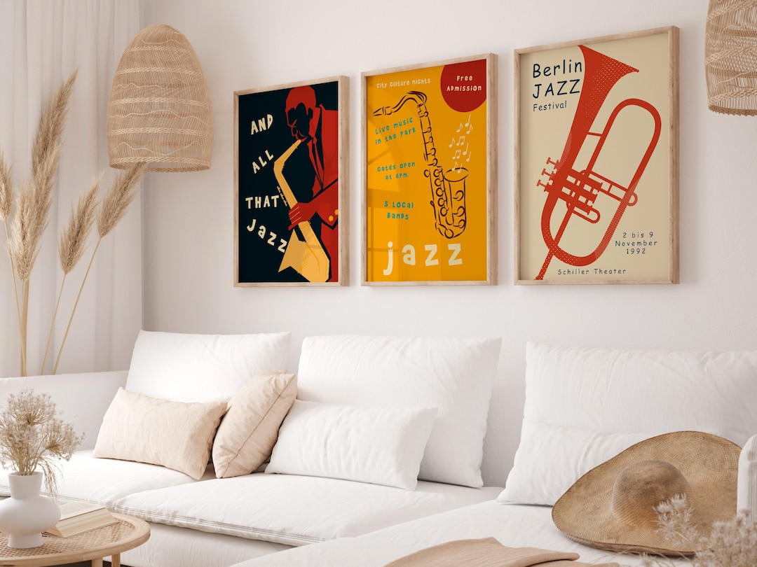Jazz Festival Posters Set of 3, Colorful Music Fest Printables, Wind ...