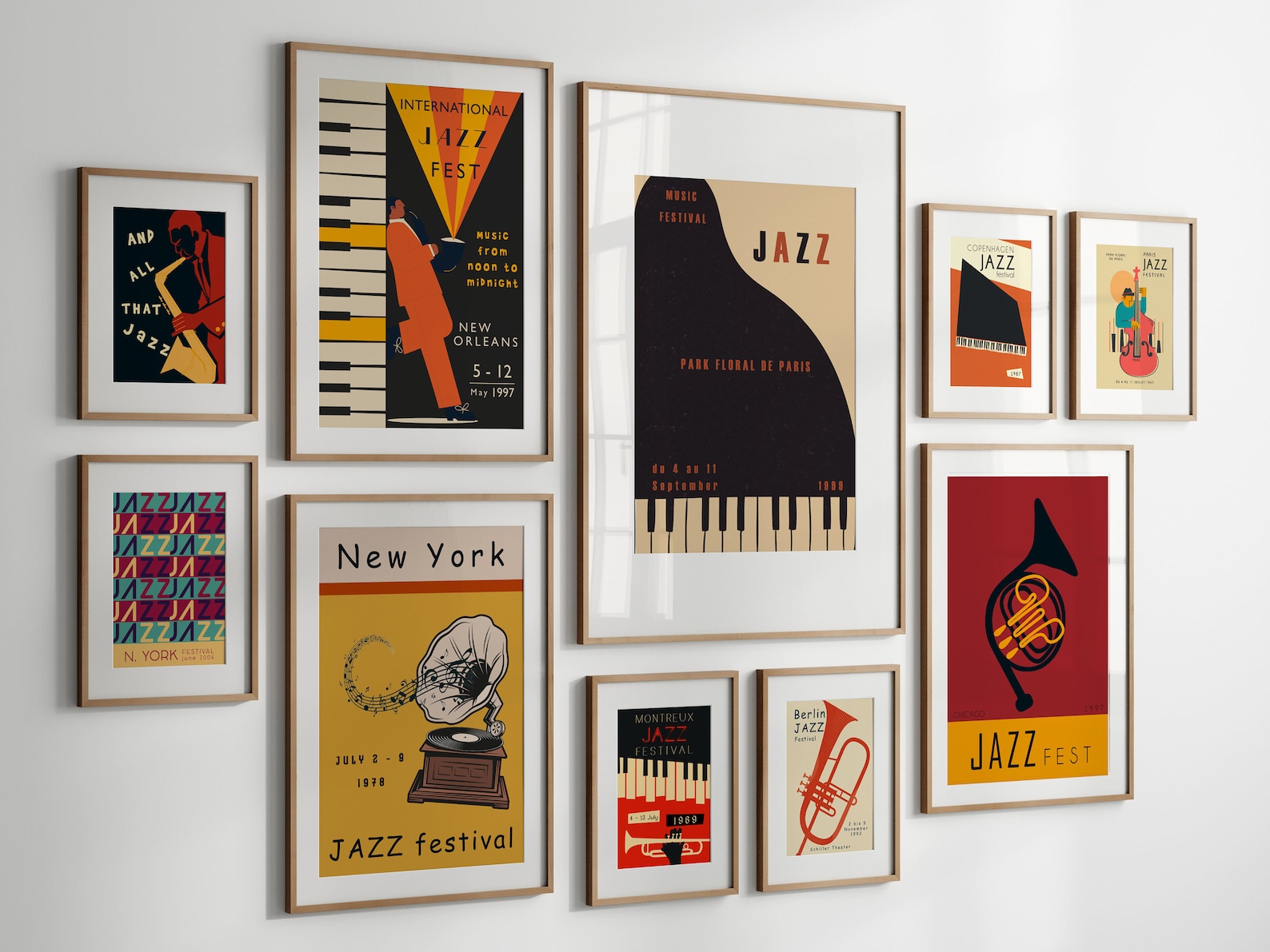 Jazz Festival Poster Set, Vintage Jazz Art Prints, Music Festival Wall ...