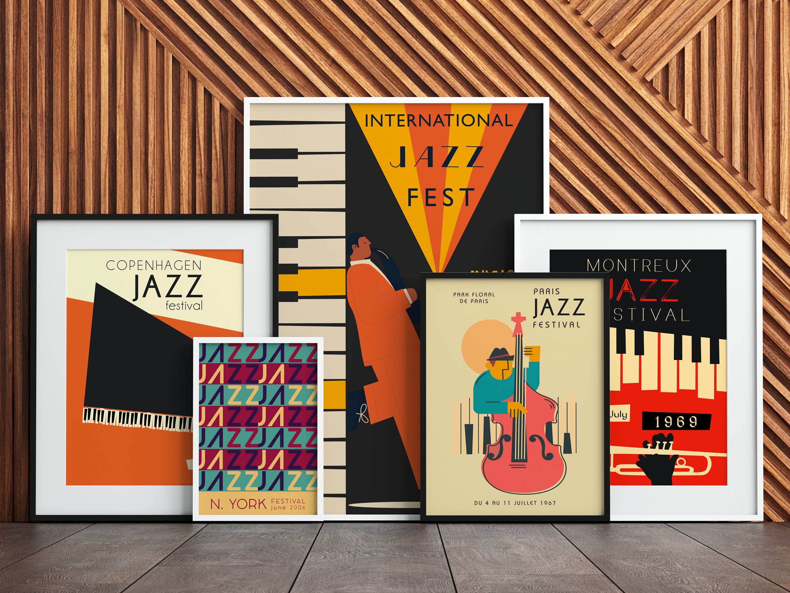 Jazz Festival Poster Set, Vintage Jazz Art Prints, Music Festival Wall ...
