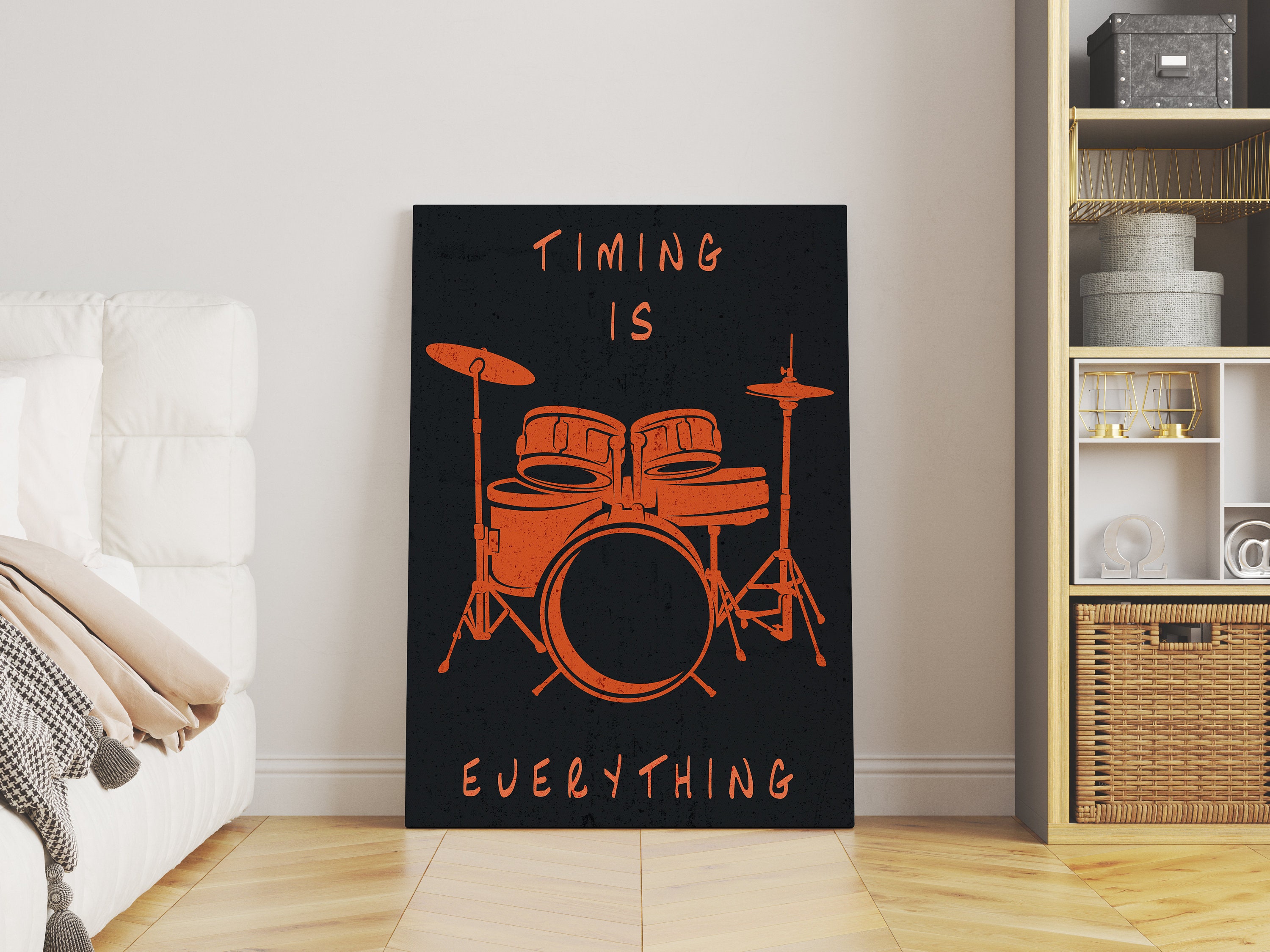 Drum Kit Poster, Colorful Music Wall Art, Music Quote Print, Black ...