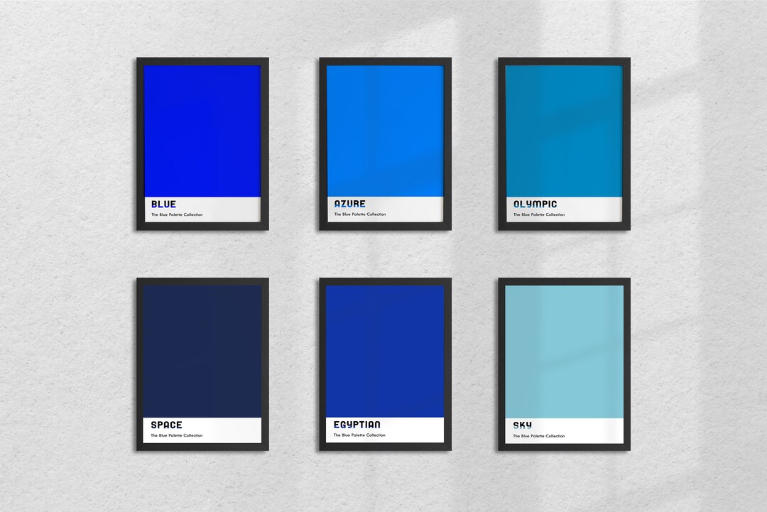 Blue Block Art. Blue Palette Colors Set of 6. Dorm Room Decor. - Etsy