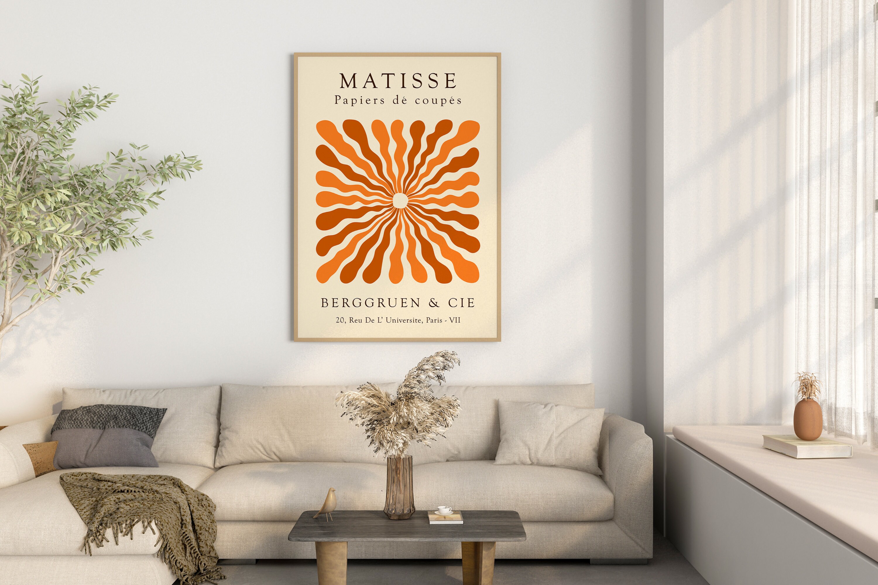 Matisse Exhibition Poster, Orange Mid Century Modern Decor, Botanical ...