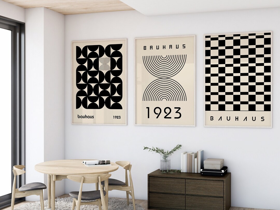 Modern Bauhaus Trio - Black & White Poster Bundle - Digital Downloads ...