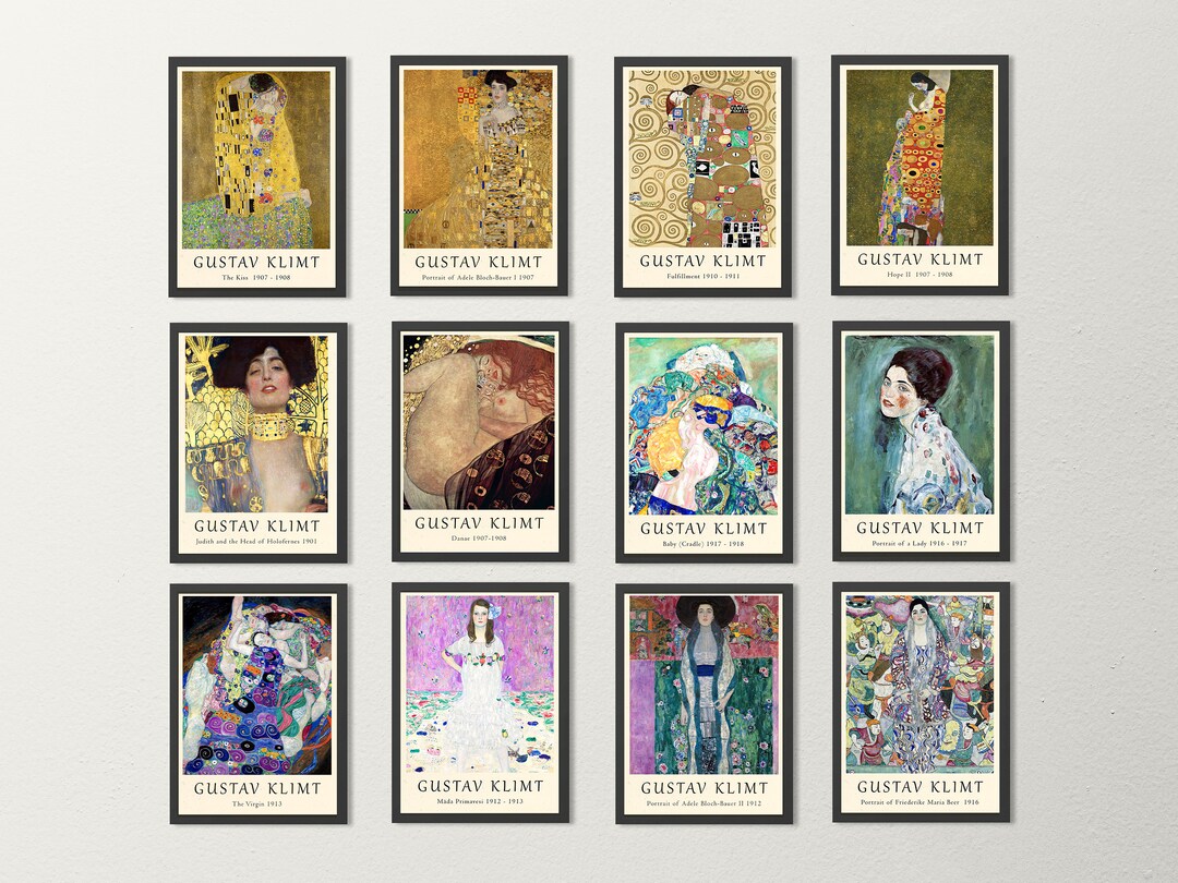 Gustav Klimt Exhibition Posters Bundle of 12, Classic Masterpieces ...