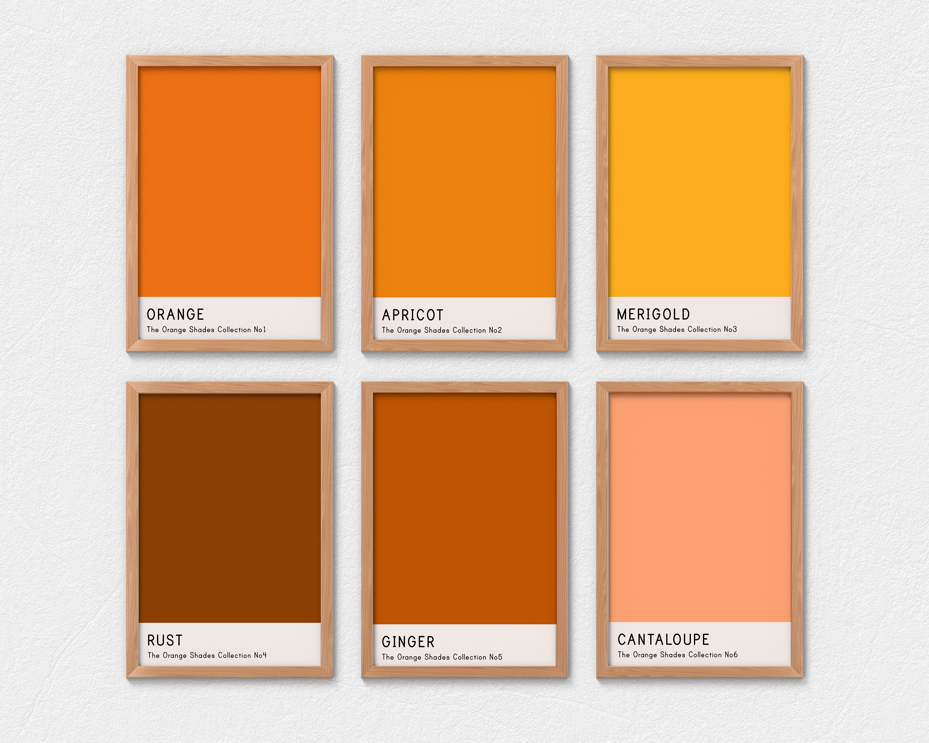 Orange Palette Hues Bundle, Color Block Print Set of 6, Orange Hues ...